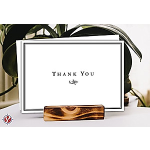 Thank You Cards for Small Business, Bulk Set of 25, 5x7" Folding Greetings, Ships Flat, Blank Inside + Envelopes - Elegant Design Note Card for Weddings, Bridal, Baby Shower, Graduation