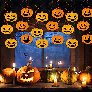 60PCS Halloween Pumpkin Party Swirls Decorations Little Pumpkin Hanging Swirls Black Orange Halloween Ceiling Hanging Decor Supplies for Halloween Party Birthday Pumpkin Theme Party Favors