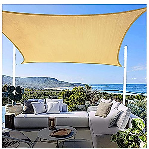 Isunshore 12'X16' Rectangle Sand Sun Patio Shade Sail Canopy Patio Sunshade Cover - 185 GSM - Block 98% of UV Radiation for Patio Backyard Lawn Garden Outdoor Awning, Sand