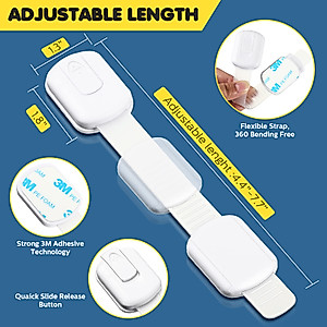 SEEWEY 60 Pieces Baby Proof Cabinet Latches Adhesive Child Safety Cabinet Locks for Doors Adjustable Multi Use Baby Cabinet Safety Latches No Drilling Child Door Locks for Kids Safety