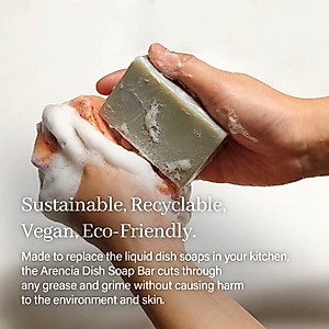 ARENCIA Super Clean Natural Dish Soap Bar – Non-Toxic, Vegan, Eco Kitchen Bar, Sustainable, Zero Waste, Plant-Based, Free of Fragrance, Cuts Through Grime, Camping, Oatmeal Dish Soap