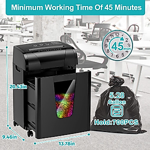 Woolsche Paper Shredder, 18-Sheet Cross Cut with 5.28-Gallon Pull Out Bin, P-4 Security Level, Shred Paper and Credit Card and CD, Durable&Fast with Auto Jam Proof System Shredder for Office