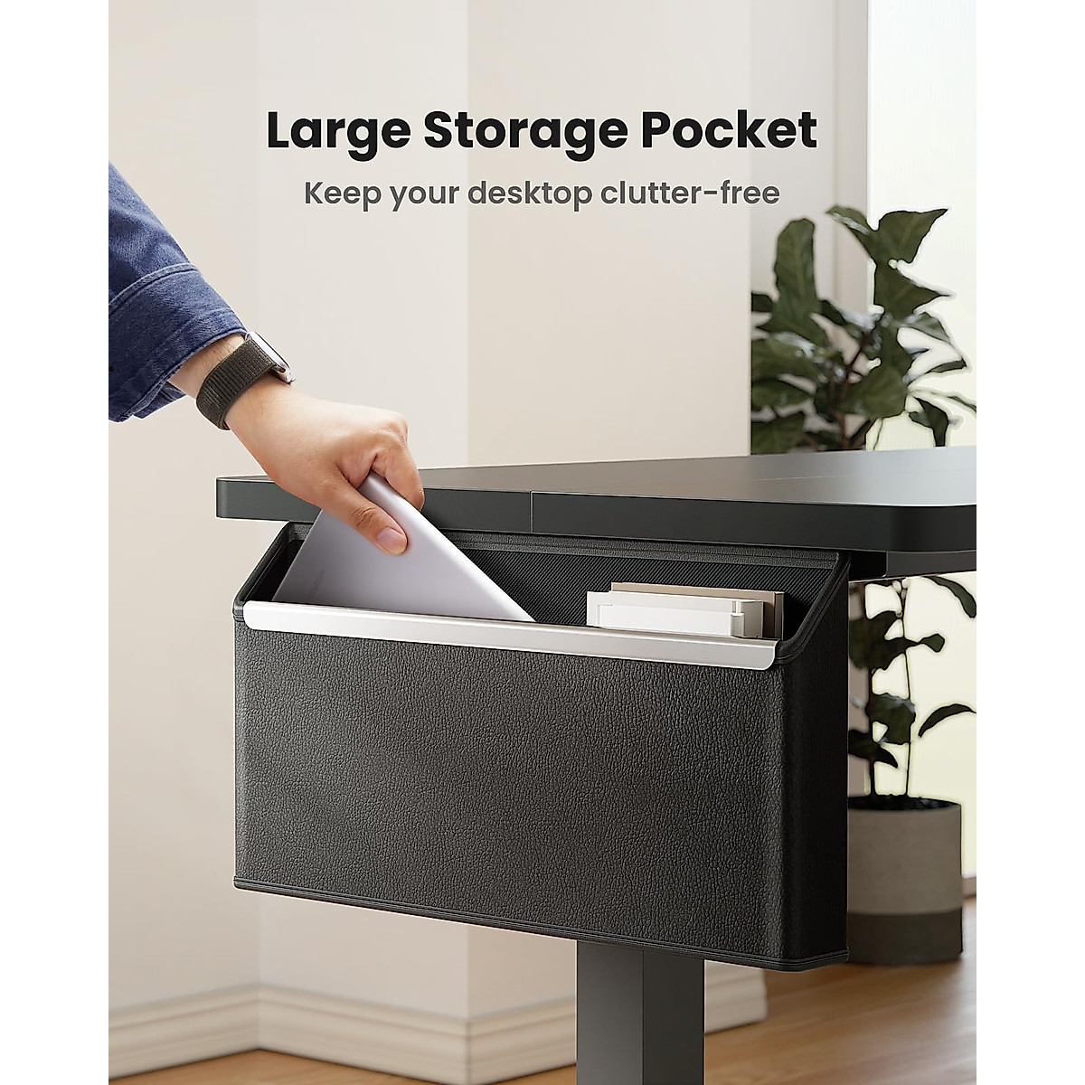 ErGear Standing Desk with Storage Pocket, 40 x 24 inch Height-Adjustable Standing Desk, Electric Standing Desk Workstation with Height Memory Presets for Home & Office, Black