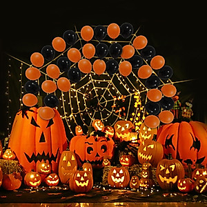 60pcs 12 Inch Orange and Black Latex Balloons, Halloween Balloons Set, Decoration for Halloween Celebration, Trick or Treat Party, Spooky Ghost Party, Graduation, Birthday and Bar