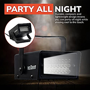 Roxant Pro Mini Strobe Light Halloween - 24 Super Bright LED Light Bulbs - Adjustable Flash Speed Control | Party Decorations | Party Lights