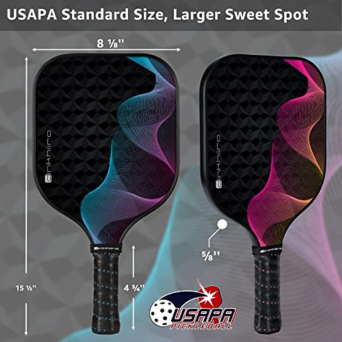 Pickleball-Paddles-Set of 4 with Balls, Racket Bag, Waist Ball Holder | Fiberglass Pickleball Paddle Set for Adults, Kids | Dinkhiiro Pickleball Racquets and Accessories |Pickleball Equipment