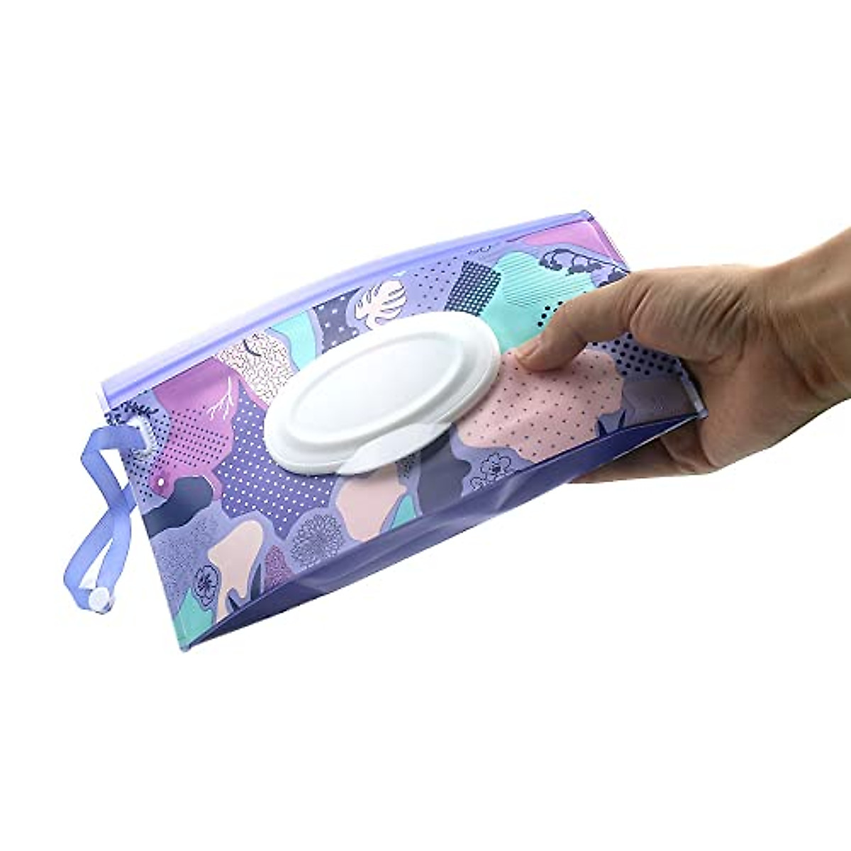 Baby Wipe Dispenser,Portable Refillable Wipe Holder Wipe Dispenser Bag Reusable Travel Wet Wipe Pouch (Blue Purple)