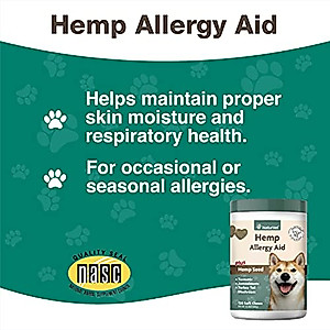 NaturVet Hemp Allergy Aid Supplement for Dogs, Hemp Seed, Antioxidants, Omegas, Dha & Epa for Healthy Skin & Respiratory Health, 120 Count
