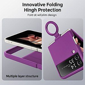 Meifei for Samsung z3 flip case,case for Galaxy z flip 3 case Silicone Dual Layer Hard Pc Soft Silicone Rubber Slim Fit Protective Phone Case for Z Flip 3 5G, Purple