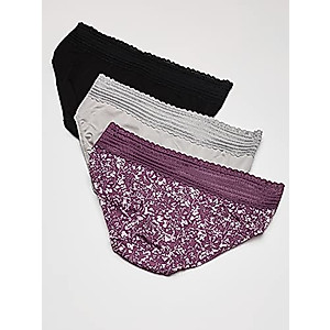 Warner's womens Blissful Benefits No Muffin 3 Pack Hipster Panties, Amaranth Abstract Print Black Platinum, Large US