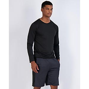 Real Essentials Mens Long Sleeve T-Shirt Fishing Swim Hiking Beach UV UPF SPF Sun Protection Workout Clothes Quick Dry Fit Gym Tee Shirt Athletic Active Running Sport Top Water, Set 8, L, Pack of 4