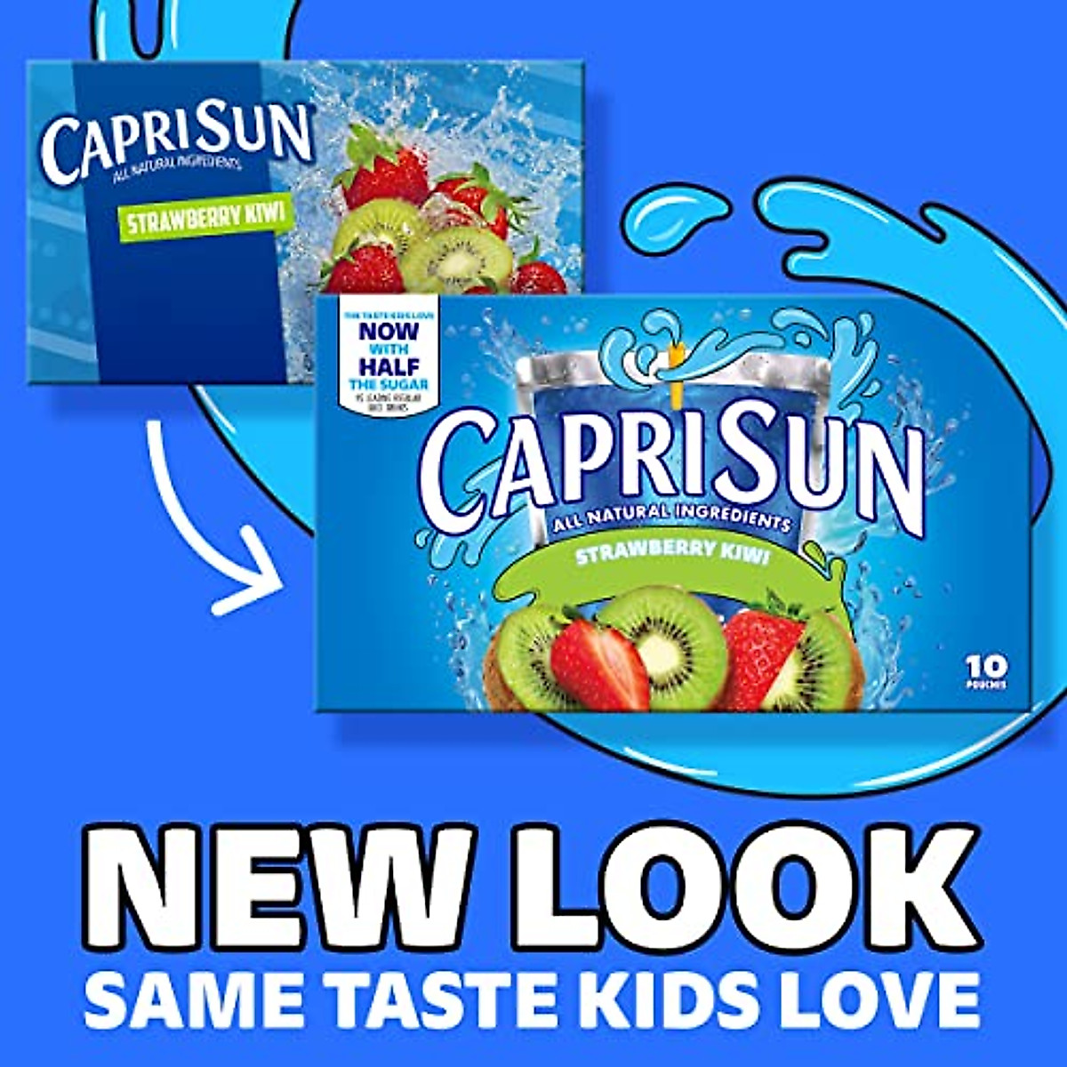 Capri Sun Strawberry Kiwi Naturally Flavored Kids Juice Drink Blend (10 ct Box, 6 fl oz Pouches)