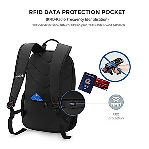 Swissdigital Design Bronze Travel Laptop Backpack,College Laptop Backpack with USB Charging Port for Men Women Business Computer Bag 15.6 inch Black