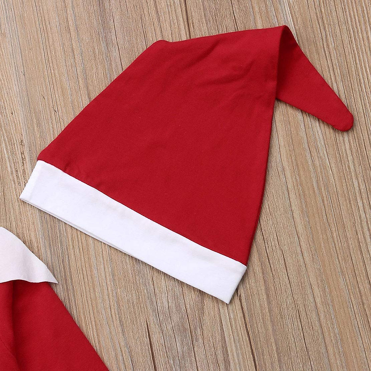 unniful Newborn Baby's Xmas Long Sleeve Romper+Hat Chrismas Santa Claus Dressed Set Onesies Jumpsuit 2pcs … (Red, 90/12-18m)