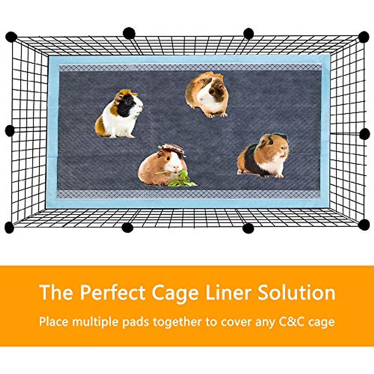 Geegoods Disposable Guinea Pig Cage Liners,Liners Pee Pads for Guinea Pig,Bamboo Charcoal Odor Controlling,Super Absorbent,Suitable for C&C Cage Liners(16pack)