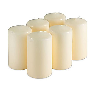 SPAAS Set of 6 Ivory Pillar Candles - 2.3x4 Inch Unscented Pillar Candles | Decorative Ivory Pillar Candles for Home Décor, Power Outage Emergency, Memorial, Vigil Ceremony, Weddings, and Parties