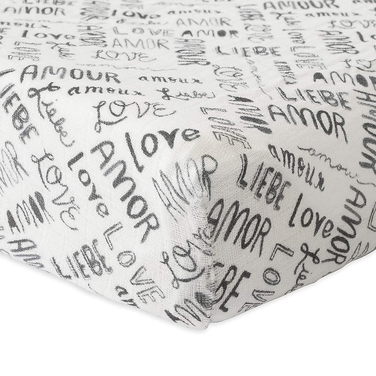 Red Rover Kid Muslin Changing Pad Cover – 16” x 32” - 100% Cotton – Machine Washable – Standard Size - Stitched Holes for Safety Straps – Lightweight & Breathable – Unisex (Love Language)