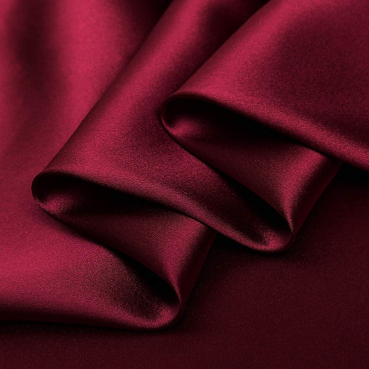 100% Pure Silk Fabric Wine Red Charmeuse Fabrics by The Pre-Cut 1 Yard for Sewing Apparel Width 44 inch
