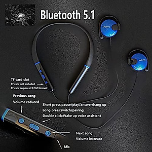 Comfortable Small Bluetooth Headphones,You Can Wear All Day.Wireless Earbuds that don't Fall Out,for Workout and Running,Neckband Earphones,with Mic,Lightweight,Clip on Headphones,Behind the Neck