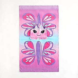 BEACH HOUSE Butterfly Hooded Poncho Beach and Bath Towel for Kids, Purple