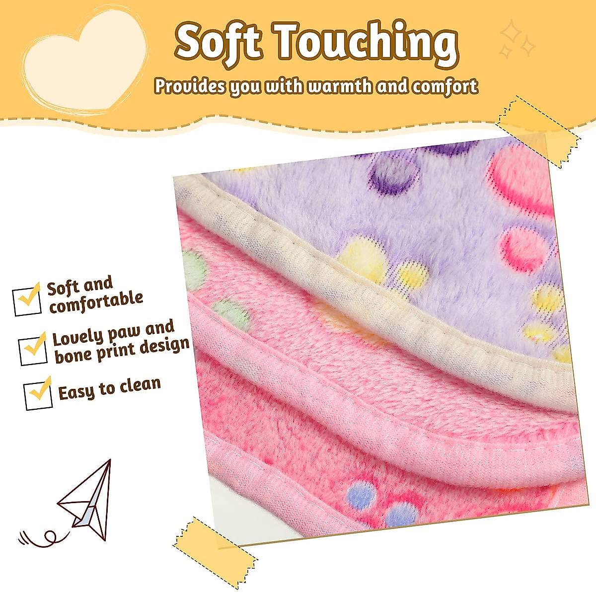 8 Pcs Small Animal Fleece Blanket Cage Liners Absorbent Guinea Pig Blanket Soft Guinea Pig Accessories Warm Pet Sleep Mat Paw Print Hamster Mat for Hamster Dog Rabbit Puppy Hedgehog (7.9 x 7.9 Inch)