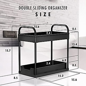 Under Sink Organizers and Storage, Sliding Cabinet Basket Organizer 2 Tier Under Sink Storage Bathroom Trays, Multipurpose Slide Out Bathroom Organizer Countertop, Under Kitchen Bathroom Sink Rack
