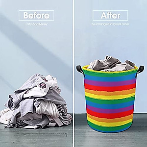 Graffiti Rainbow LGBT Gay Pride Large Laundry Basket Hamper Bag Washing with Handles for College Dorm Portable