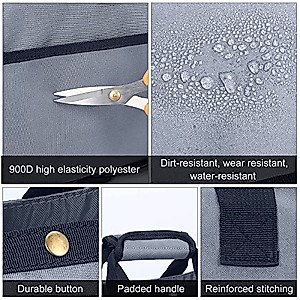 Housolution Garden Tote Bag, 900D Gardening Tool Bag, Garden Tote Storage Bag with Pockets & Long Adjustable Shoulder Strap, Home Tools Organizer Garden Tool Kit Holder, Standable, 14 Inch, Gray