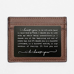 I Choose You Metal Wallet Insert Card, Engraved Gift for Him, Pocket Keepsake, Husband Gift, Anniversary Gift for Men, Wedding Anniversary Gift for Husband, Gifts for Him (Black)