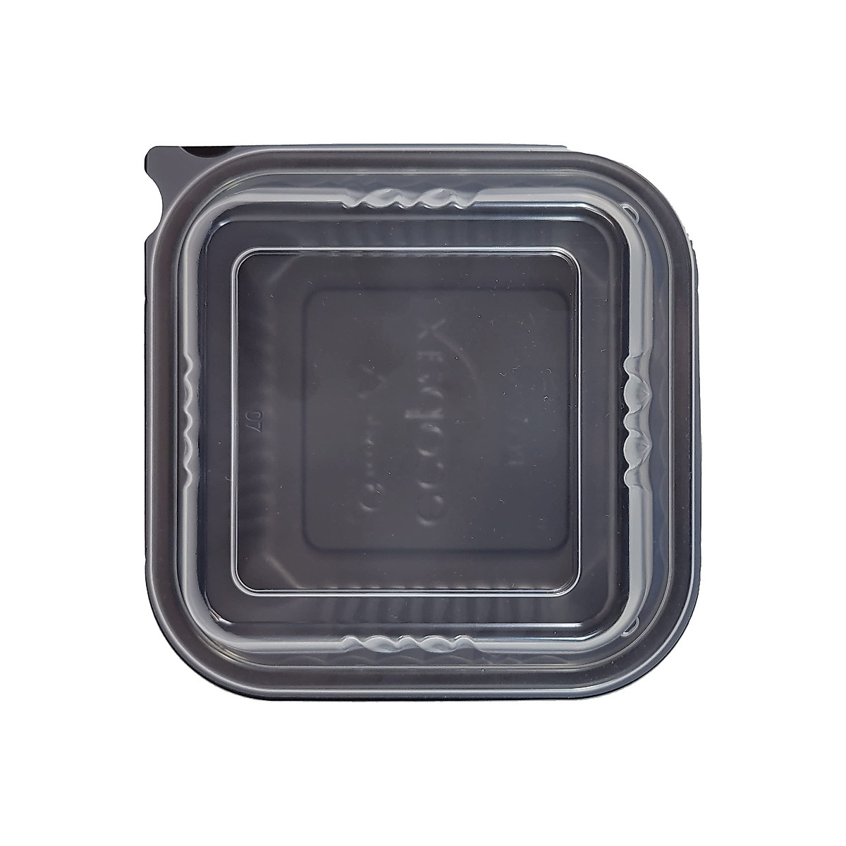 [80 Sets] PP Pebble Box Serving Tray with Lid, Food Container (6x6" 1 Compartment)