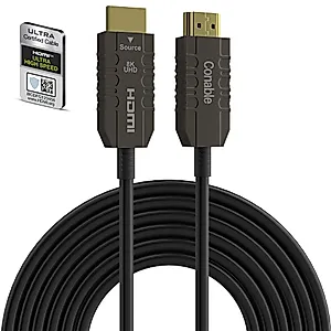 Certified 8K Fiber Optic HDMI Cable 35FT, Real HDMI 2.1 Cable, Ultra HD, 48Gbps, Supports 8K@60Hz, 4K@120Hz, 2K@144Hz, HDR, HDCP 2.2&2.3, Dolby, eARC for Xbox, Series X, Laptop, Switch, PS5, UHD TV