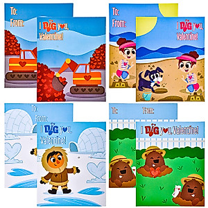 JOYIN 28 Packs Valentines Day Cards with Shovel Toys for Valentine Party Favor, Classroom Exchange Prize, Valentine’s Greeting Cards, Shovels and Rakes Beach Toys, “I DIG YOU Valentine”