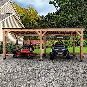 Backyard Discovery Arcadia 20 ft. x 9.5 ft. All Cedar Wooden Gazebo Pavilion with Hard Top Steel Slant Roof