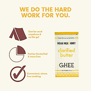 Original Grass-Fed Classic Ghee Butter by Indian Milk & Honey in Portable Packets, 0.5 Ounce (Classic Original Pack - 10)