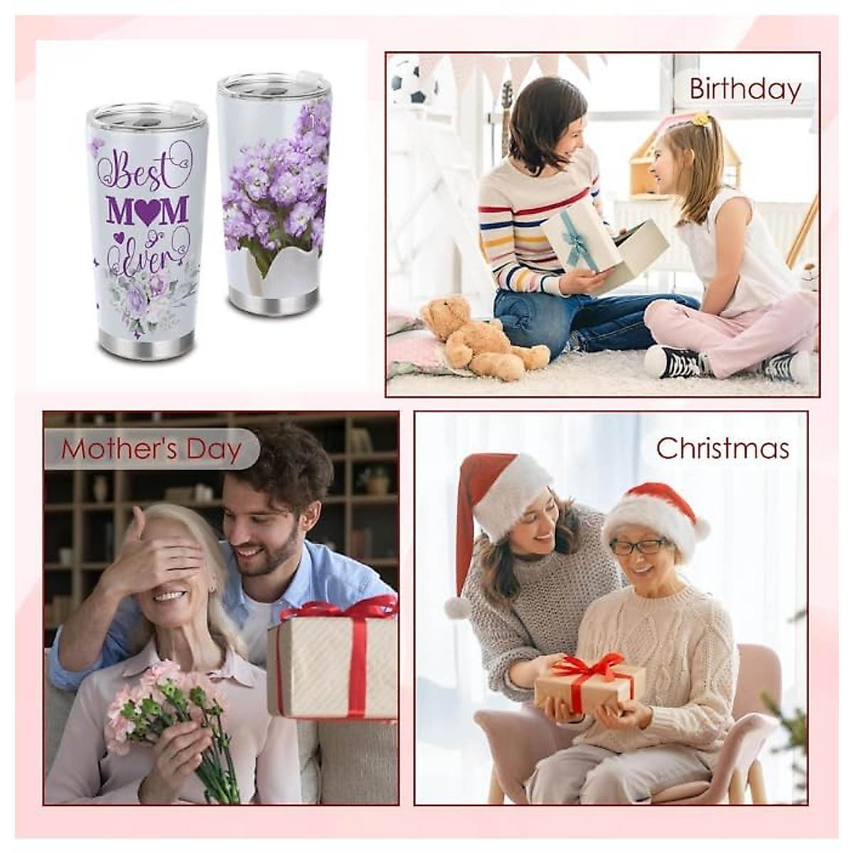 20 OZ Stainless Steel Vacuum Insulated Tumbler – Best Mom Ever Gifts for Mom, Daughter, Son, Gift for Mother's Day, Birthday, Thanksgiving, and Special Occasions (best mom ever)