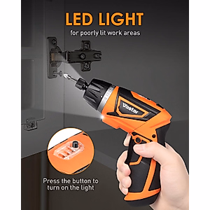 Vastar 7.2V Cordless Screwdriver, Electric Power Screwdriver Set With Rechargeable Battery & Pivoting Handle, 320RPM/10+1 Torque Small Automatic Screw driver Kit with 47Pcs Bits/LED Front Light