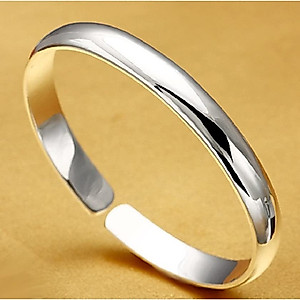 Harlorki Shiny 925 Silver Plated Adjustable Open Bangle Cuff Bracelet Love Friendship Gift Personalized Costume Jewelry for Women Lady