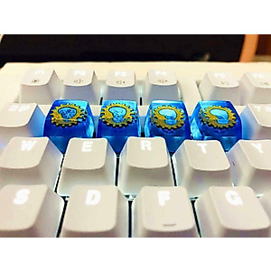 Handmade Heart of Ocean Resin R4/ESC Keycap Backlit Translucent Key Cap Switch OEM Profile for Cherry RGB MX Mechanical Gaming Keyboards (Kit 1)