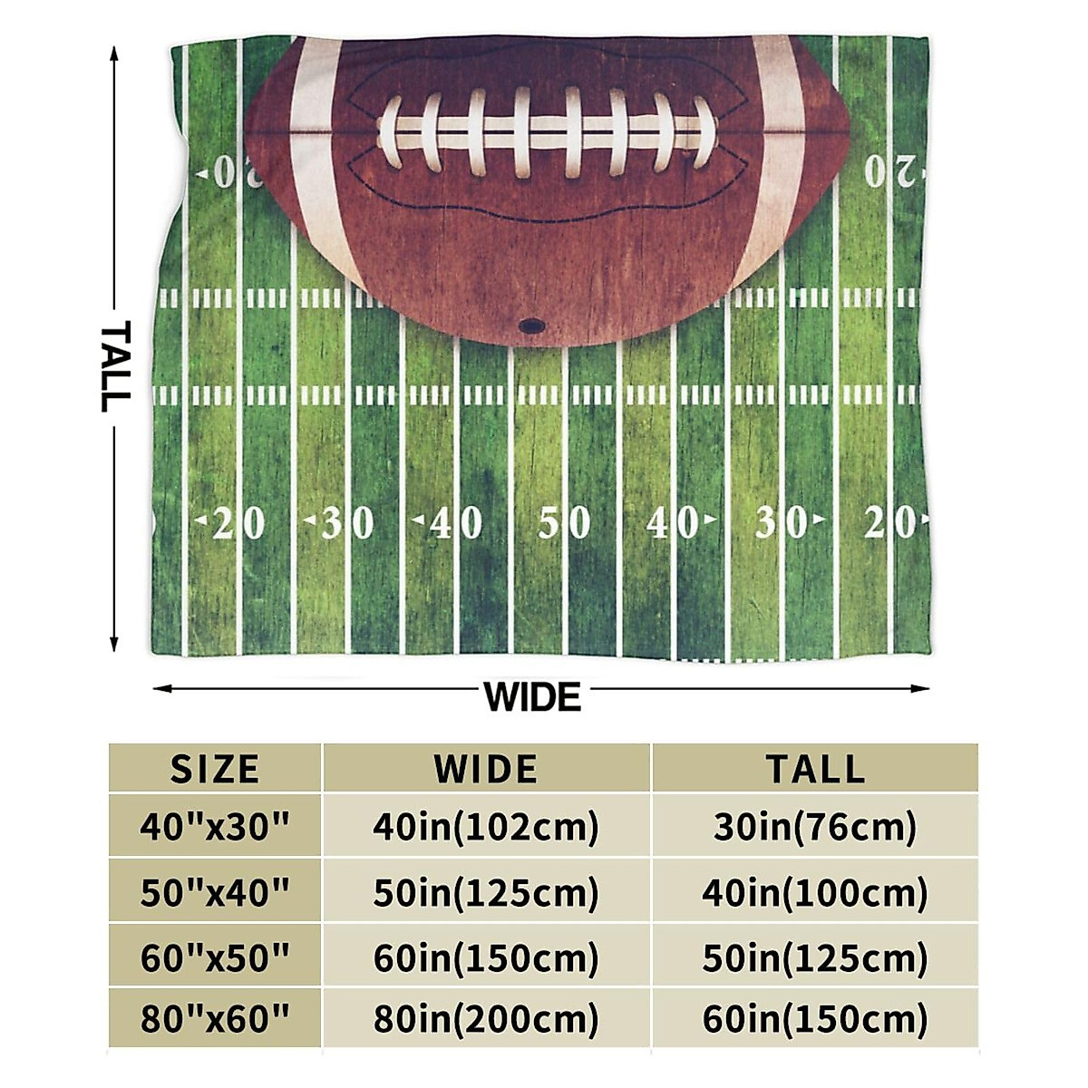 Football Blanket Soft Warm Football Throw Blanket for Couch Lightweight Cozy Football Lovers Bed Blankets & Throws for Living Room Decor Football Gifts for Kids 50"x40"