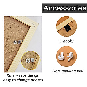 Kingsmile 8x10 Picture Frame, 2 Pack Wood Frames with Durable Shatter Resistant Cover, Display Poster 8x10 without Mat, Photo Frame for Wall Gallery Display, with 2 Wall Hooks. (Brown)