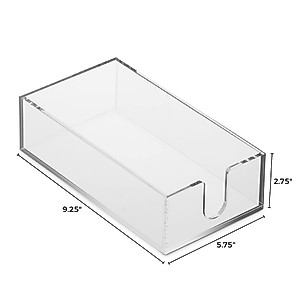 BloominGoods Guest Towel Napkin Holder For Bathroom Or Kitchen - Clear Acrylic Hand Towel Storage Tray - Classic Rectangle Napkin Holder For Table, Dining table.