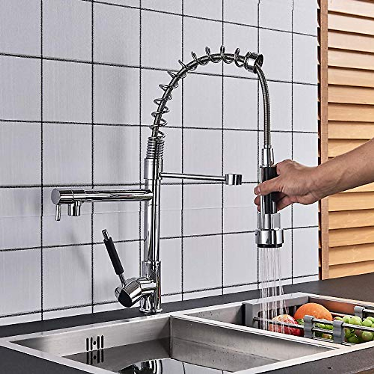 Kitchen Tap Spray Head, ABS Kitchen Tap Sprayer Head, Sink Faucet Sprayer Head Nozzle Replacement Part, Pull Down Faucet Hose Sprayer Head Nozzle Spout G1/2 Male Connection, only One Setting, Chrome