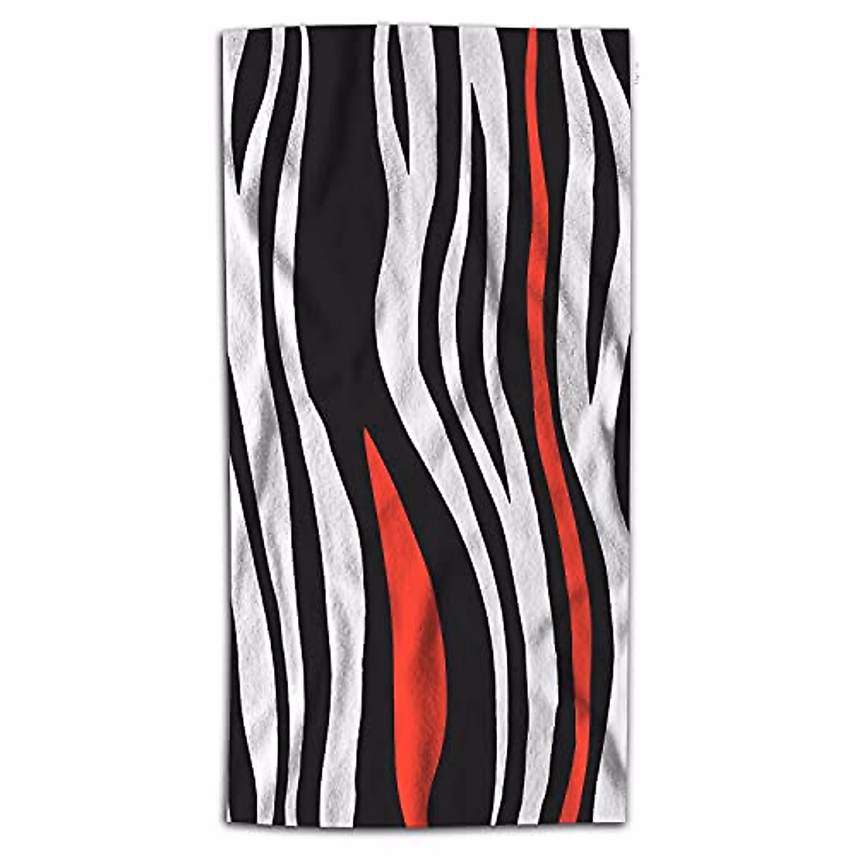 WONDERTIFY Zebra Hand Towel Animal Skin Tiger Stripes Black Red White Line Hand Towels for Bathroom, Hand & Face Washcloths 15X30 Inches Monochrome