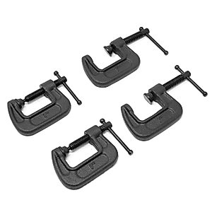 WEN CLC108 Heavy-Duty Cast Iron C-Clamps with 1-Inch Jaw Opening and 0.8-Inch Throat, 4 Pack