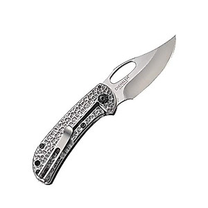 CRKT Chehalem EDC Folding Pocket Knife: Everyday Carry, Clip Point Plain Edge Blade with Satin Finish, Thumbstud Open, Frame Lock, Stainless Steel Handle with Hammer Finish 6540