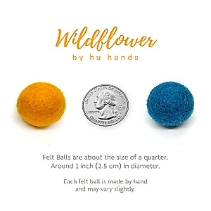 Rainbow Party - 100% Handmade Wool Felt Pom Poms - (50) Pure New Zealand Wool Felt Balls - DIY Pompoms - 0.8-1.0" Size - Drawstring Muslin Bag