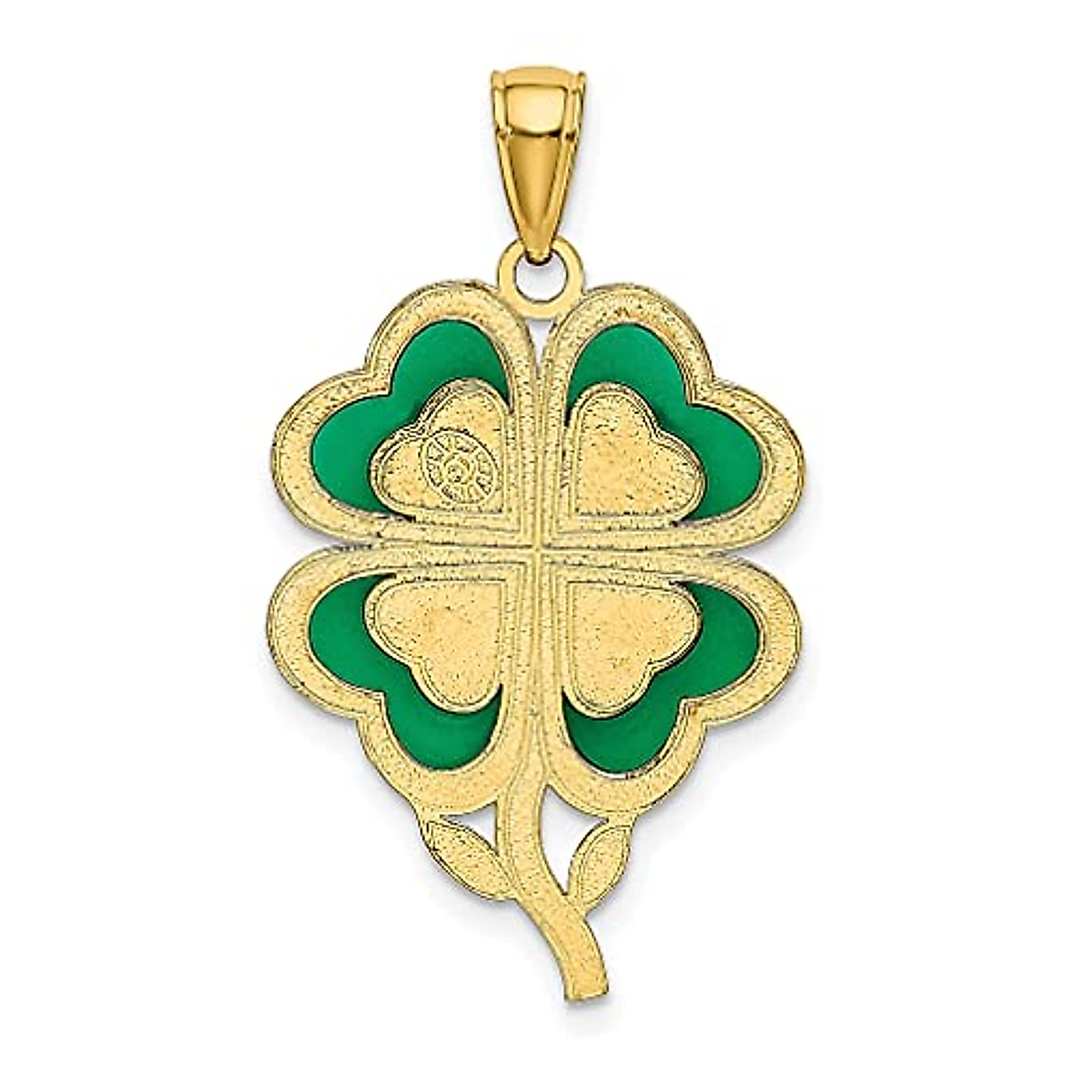 IceCarats 14K Yellow Gold 4 Leaf Lucky Clover Shamrock Flower Necklace Heart Claddagh Celtic Charm Pendant Irish Jewelry 32mm x 20mm Only