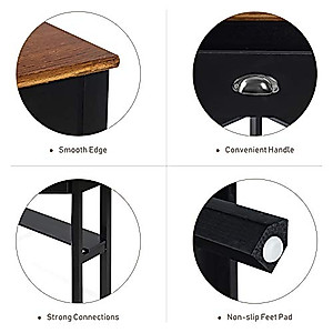 GOFLAME Computer Corner Desk, Wood Compact Home Office Writing Worstation with Drawer and Shelves, Laptop PC Corner Table for Small Space Home Office (Coffee)