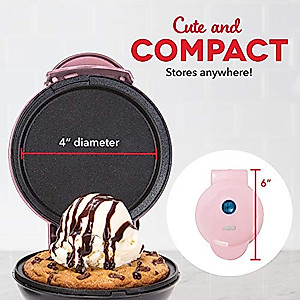 DASH Mini Maker Electric Round Griddle for Individual Pancakes, Cookies, Eggs & other on the go Breakfast, Lunch & Snacks with Indicator Light + Included Recipe Book - Pink