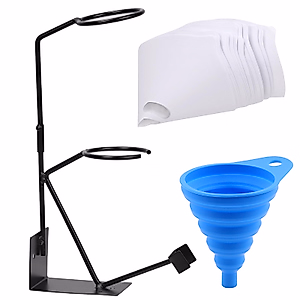 Swpeet 52Pcs 15" Global Gravity Feed Paint Spray Gun Holder Stand with Strainer Holder, 12CM Silicone Funnel, 100 Micron Paint Filter with Fine Nylon Mesh Assortment Kit for HVLP Home Car Spray Gun
